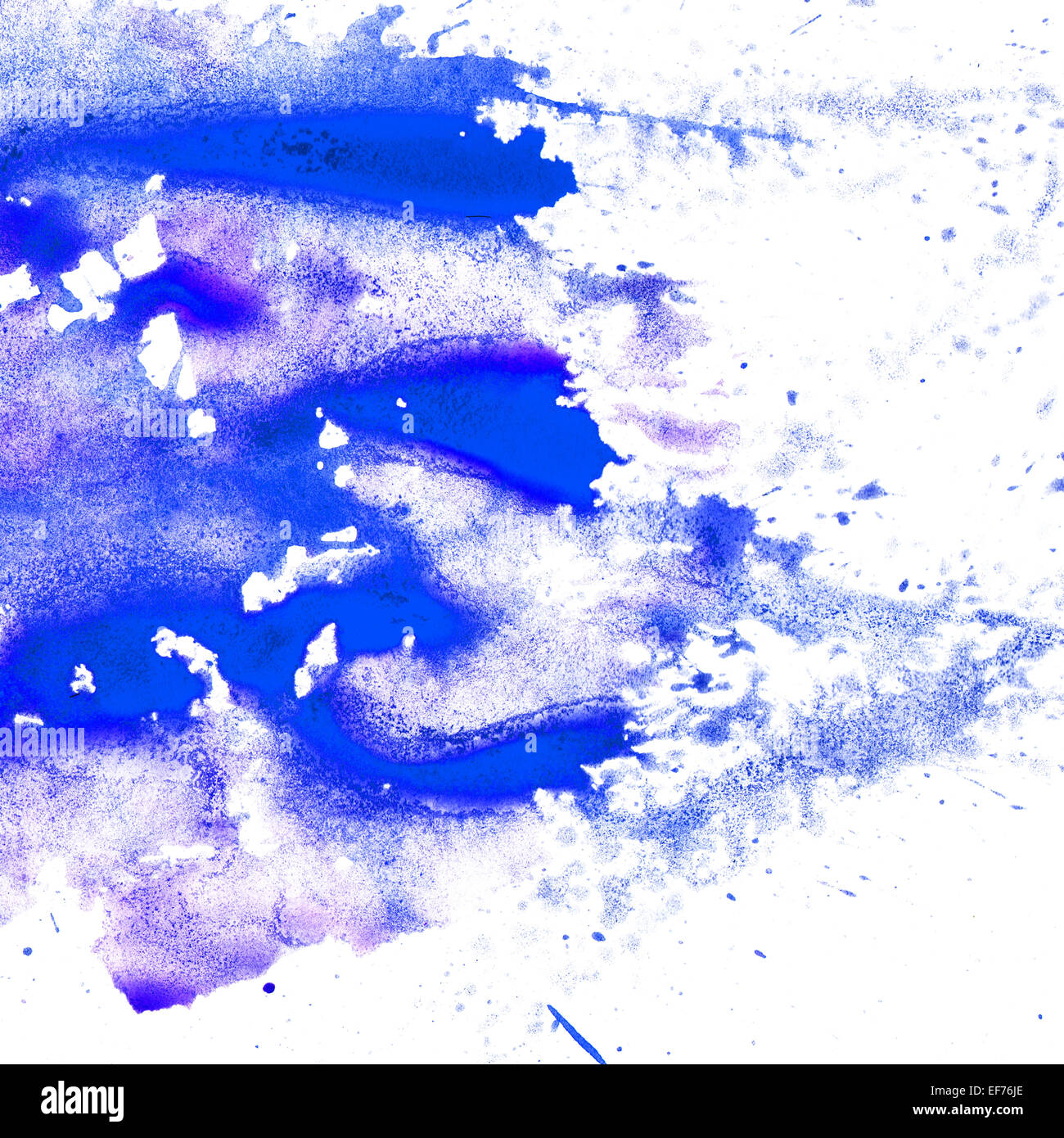 blue abstract watercolor blot texture patch on white background Stock ...