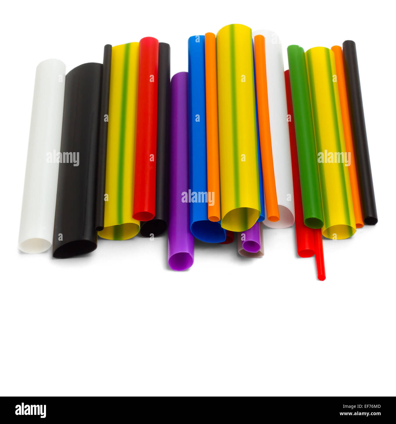 bright colored plastic tubes isolated on white background Stock Photo ...