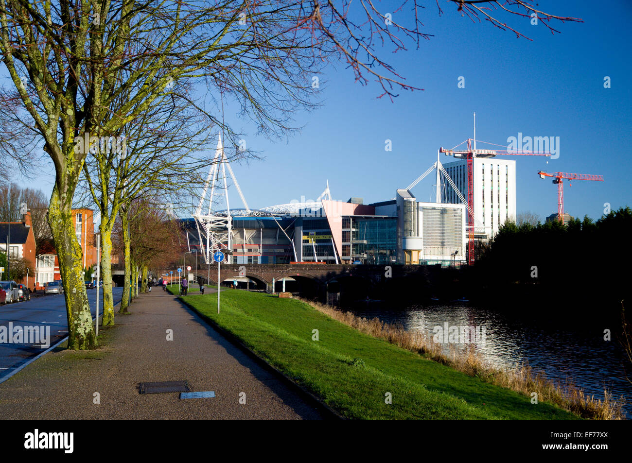 Millennium Stadium and River Taff, Cardiff, Wales Stock Photo - Alamy