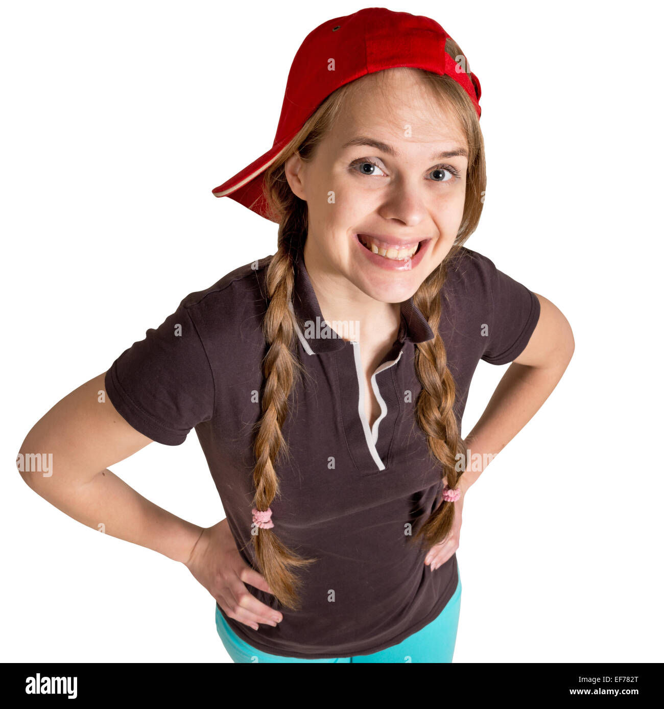 a laughing girl on the white background Stock Photo - Alamy