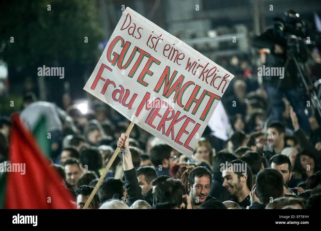 A Poster with the Slogan "Good Night Ms. Merkel" (Das ist eine wirklich ...