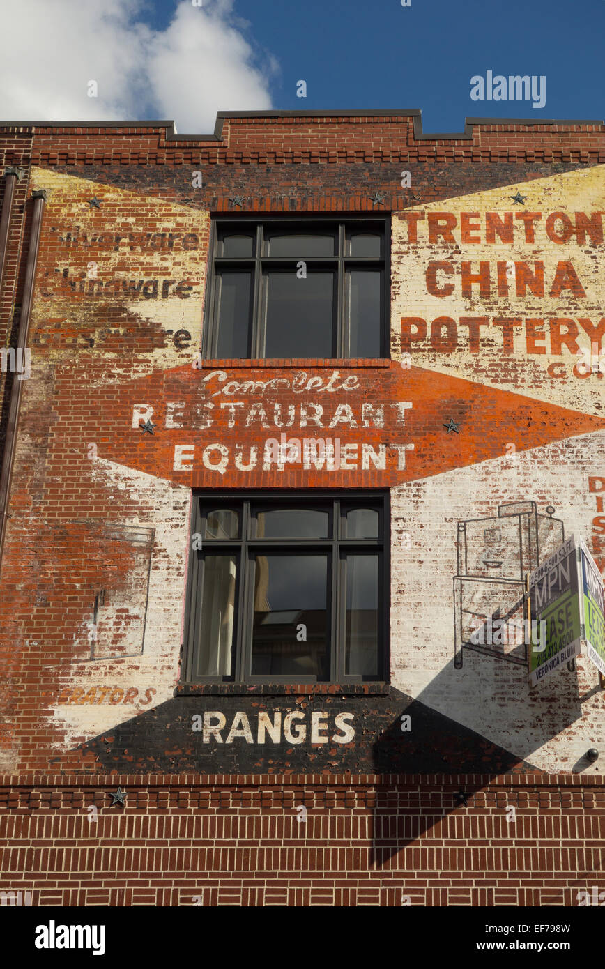 old painted sign on wall Philadelphia PA Stock Photo - Alamy
