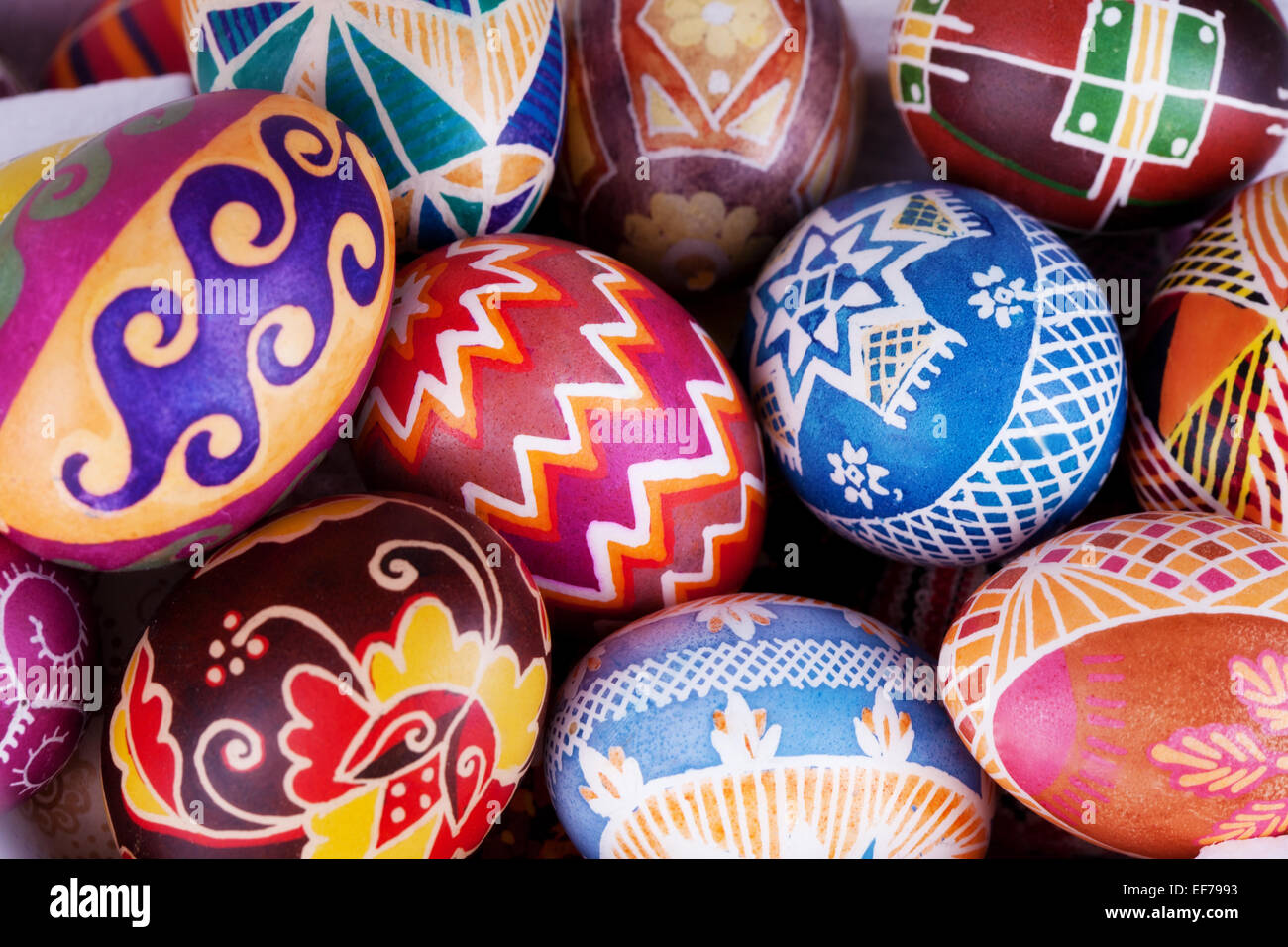 Mix of eggs with the traditional designs Stock Photo - Alamy