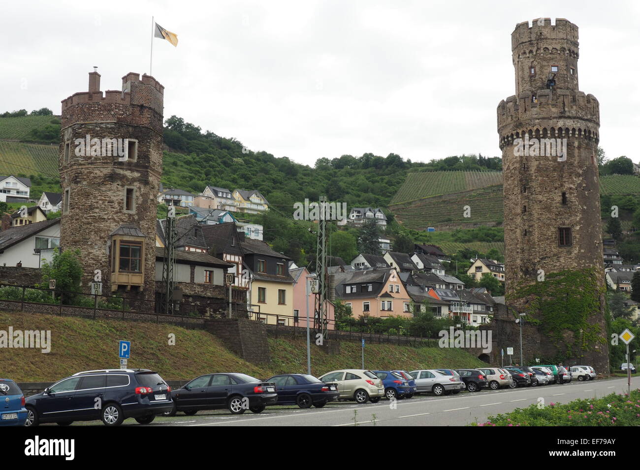 Two medieval towers in Sankt Goar-Oberwesel, Germany Stock Photo - Alamy