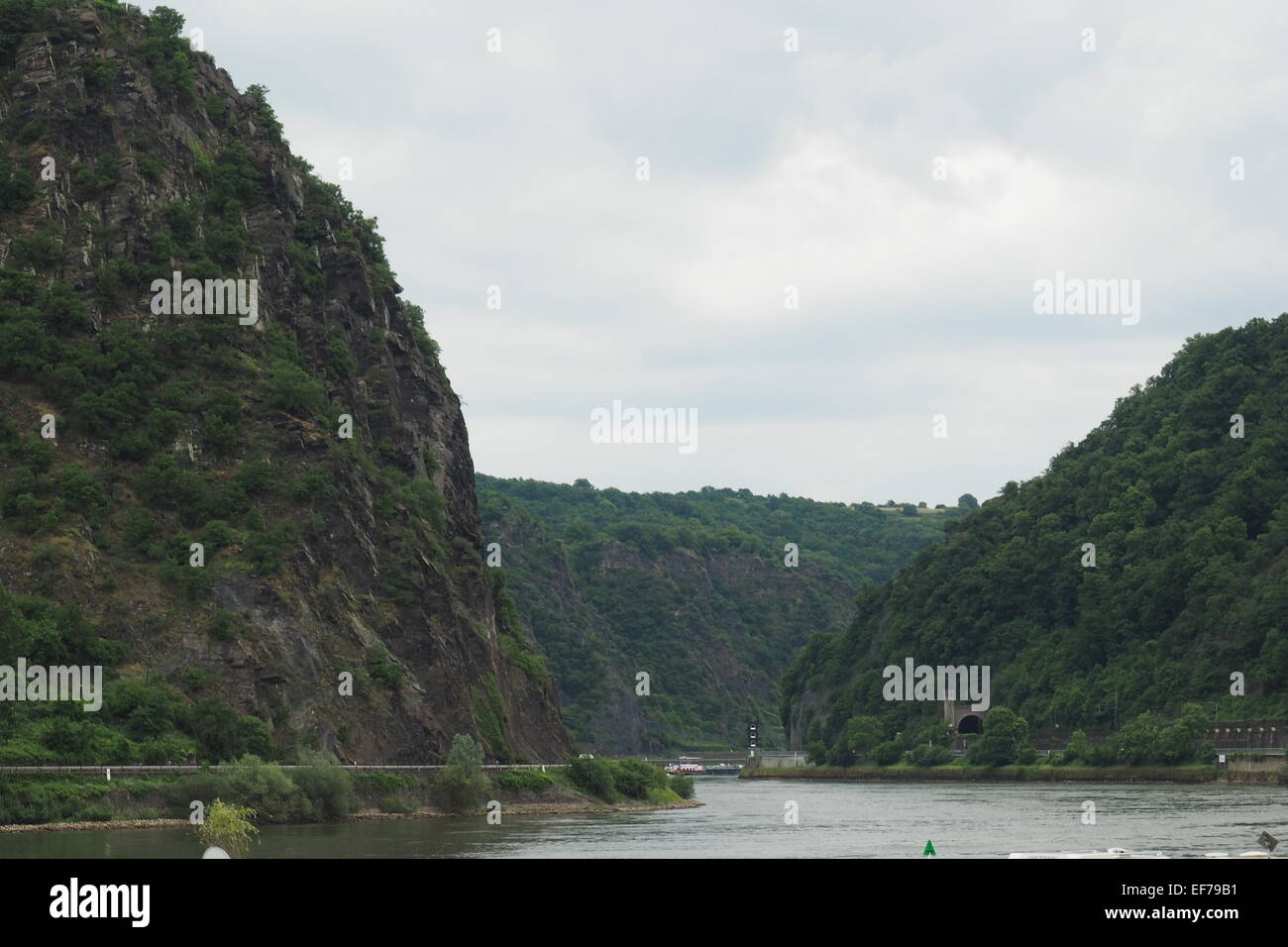 The Lorelei on the eastern bank of the Rhine River, Germany Stock Photo ...