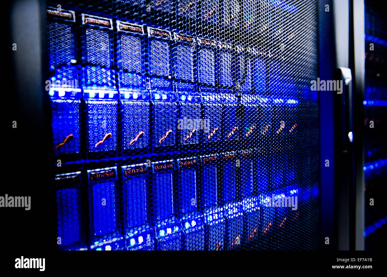 Banks of Computer Servers with blue lights Stock Photo - Alamy