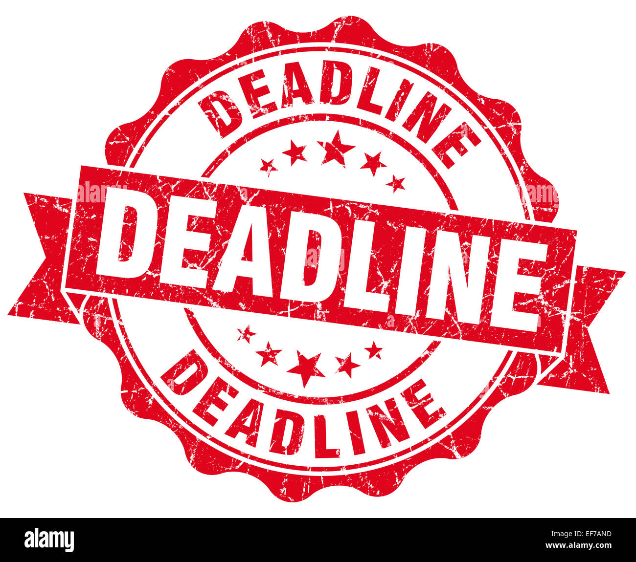 deadline red grunge seal isolated on white Stock Photo - Alamy