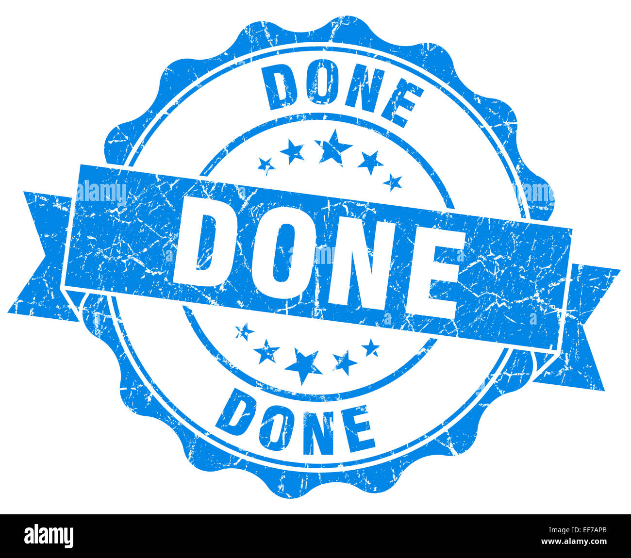 done blue grunge seal isolated on white Stock Photo - Alamy