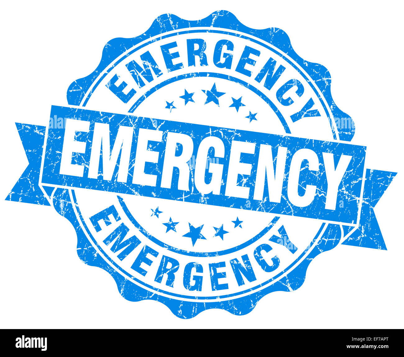 emergency blue grunge seal isolated on white Stock Photo - Alamy