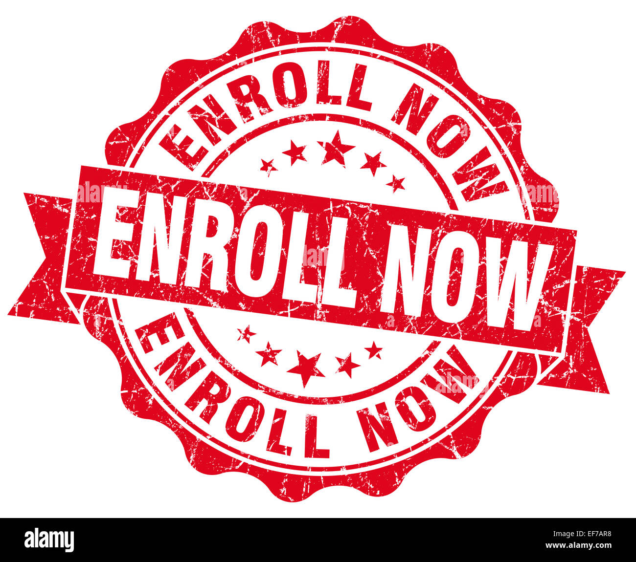 enroll now red grunge seal isolated on white Stock Photo - Alamy