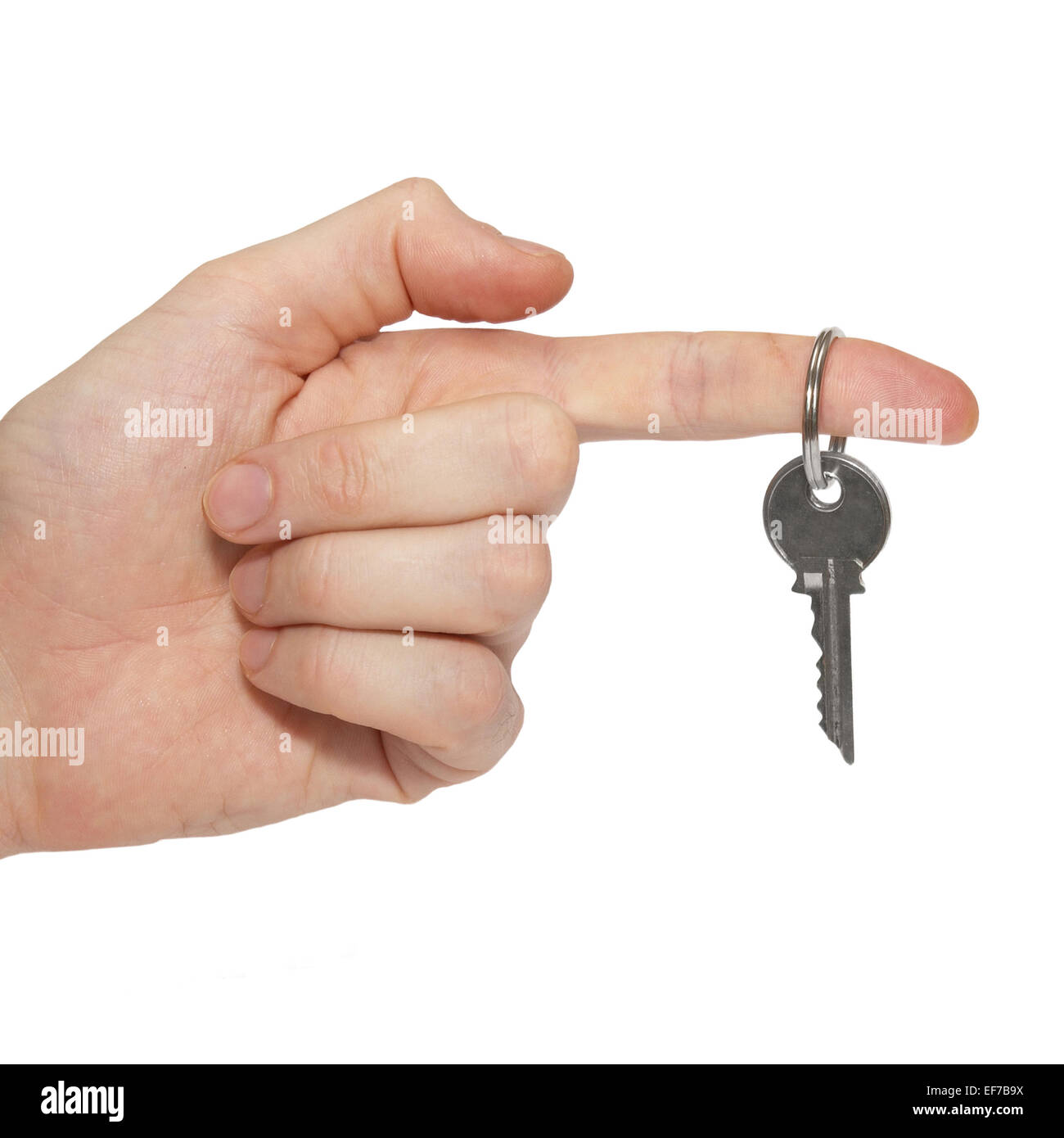 Key in the hand isolated on white Stock Photo - Alamy
