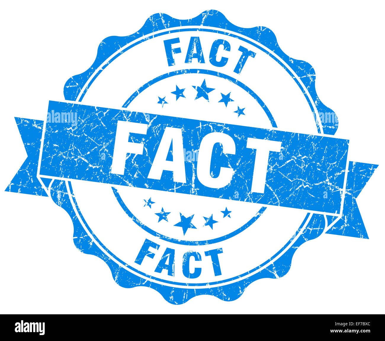 fact blue grunge seal isolated on white Stock Photo - Alamy