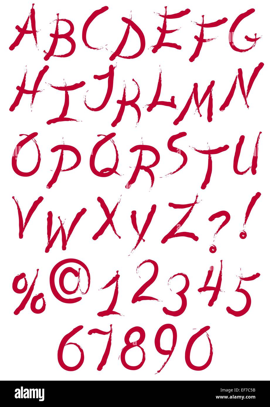 Vector ink alphabet with letters,punctuation marks and signs, like ...