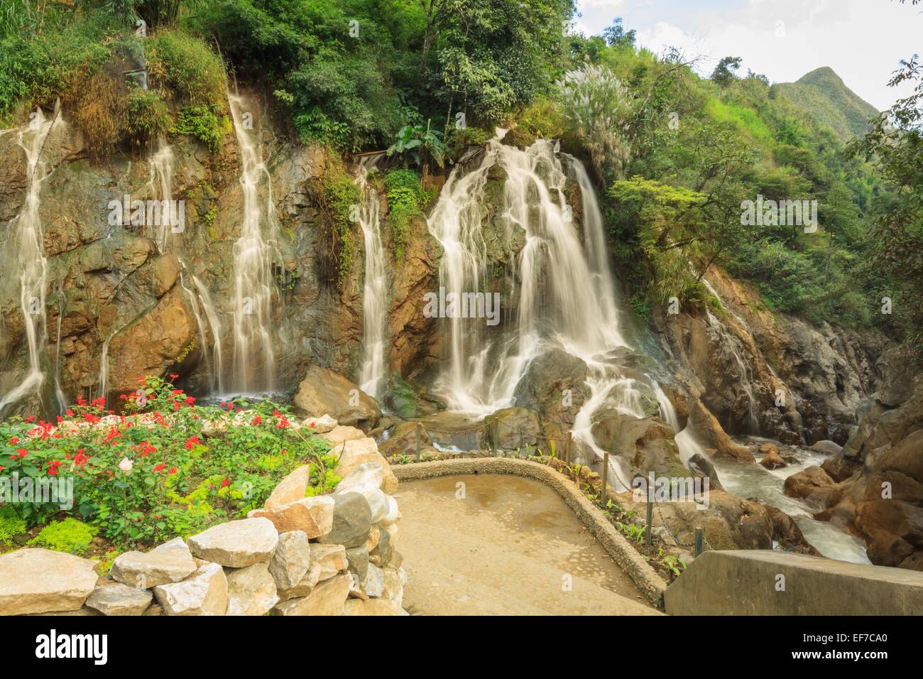 Beautiful Tien Sa water fall in Cat Cat village SAPA,Vietnam Stock ...