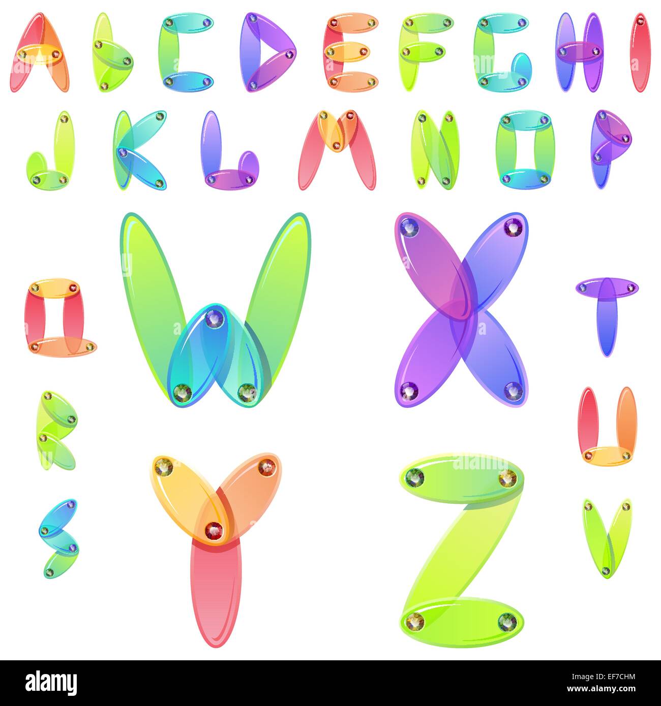 Vector rainbow shiny alphabet with multicolored diamonds Stock Vector ...