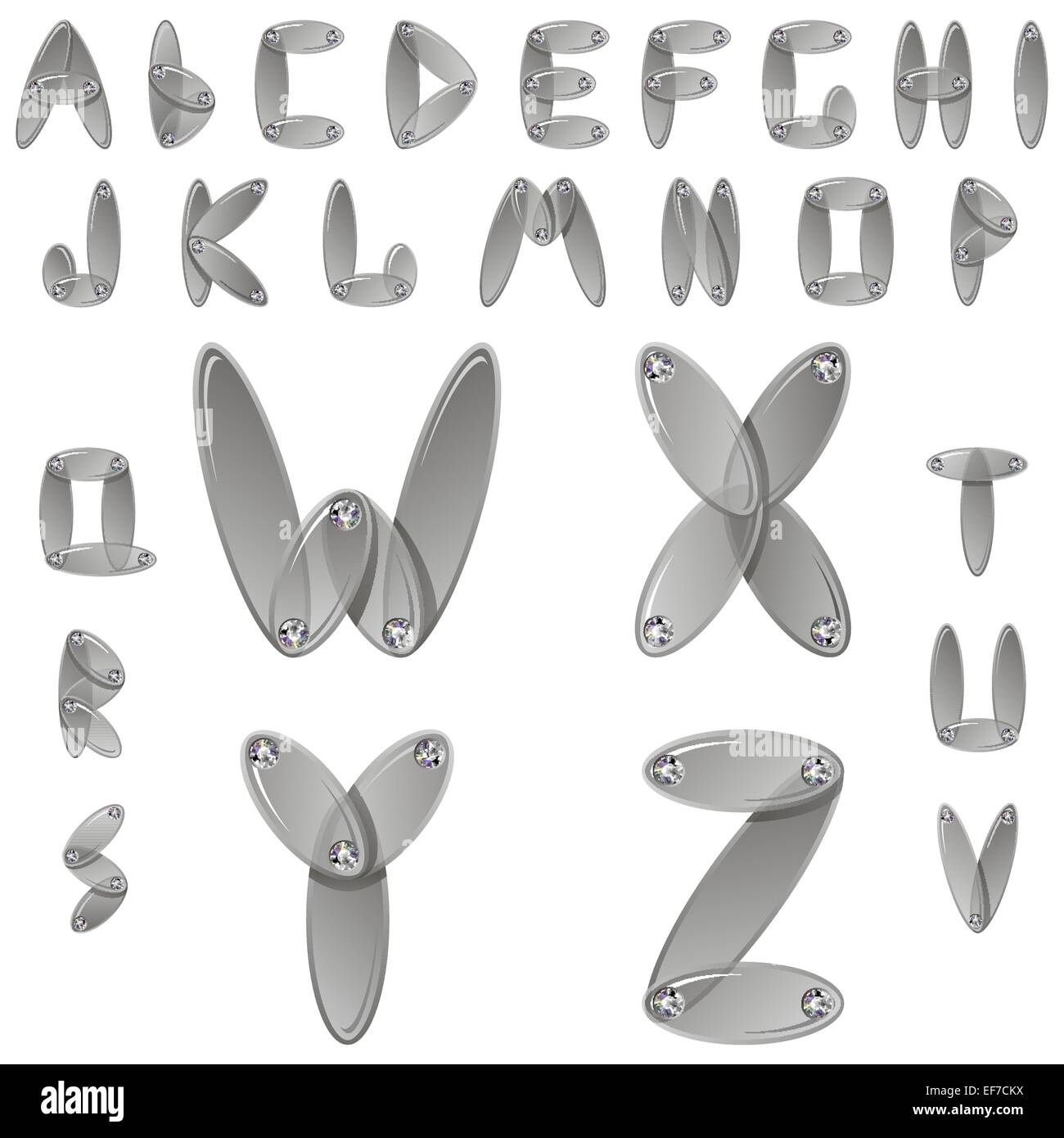 Vector Silver metal alphabet with shiny diamonds Stock Vector Image ...