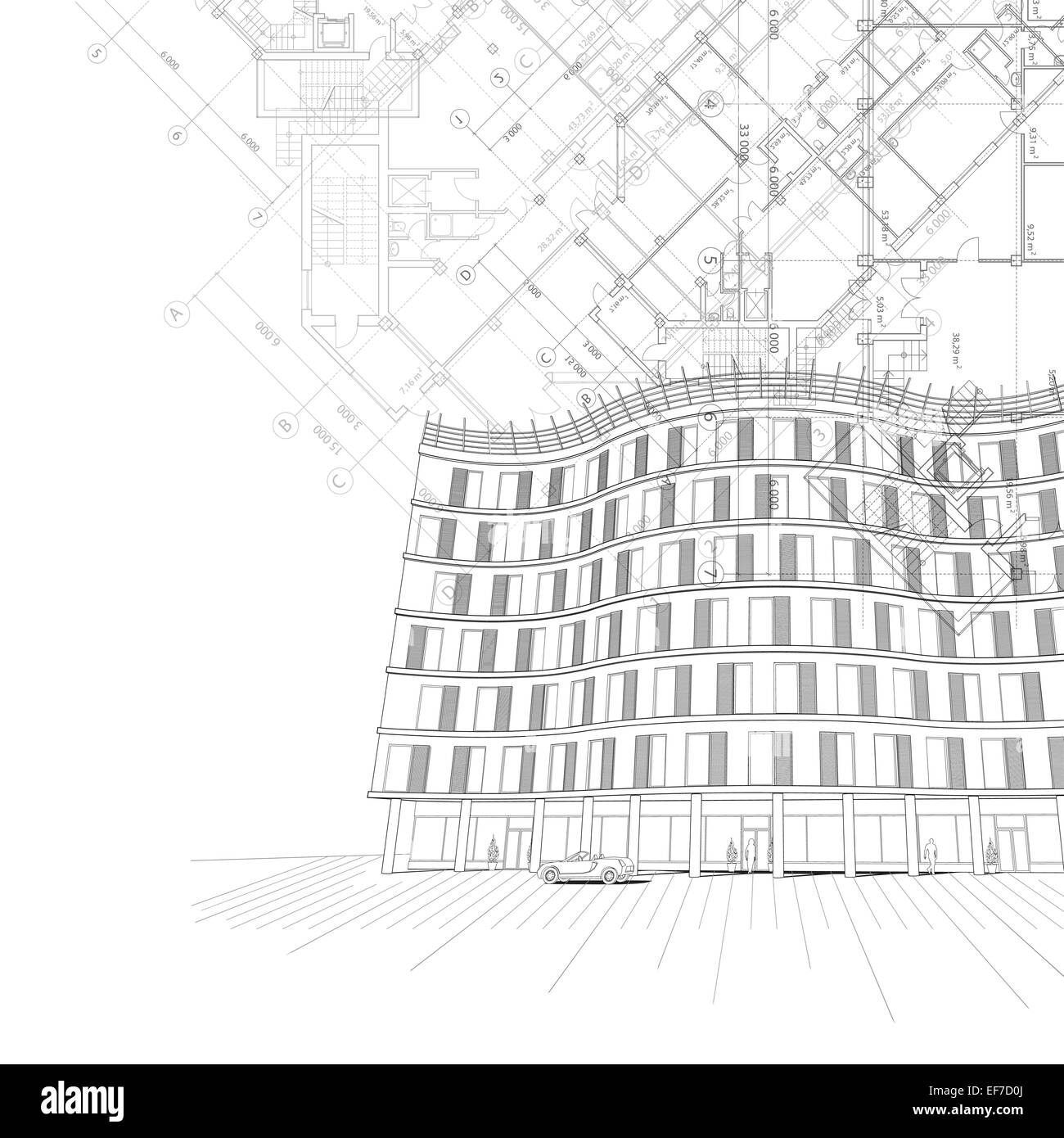 Vector architectural black and white background with building Stock ...