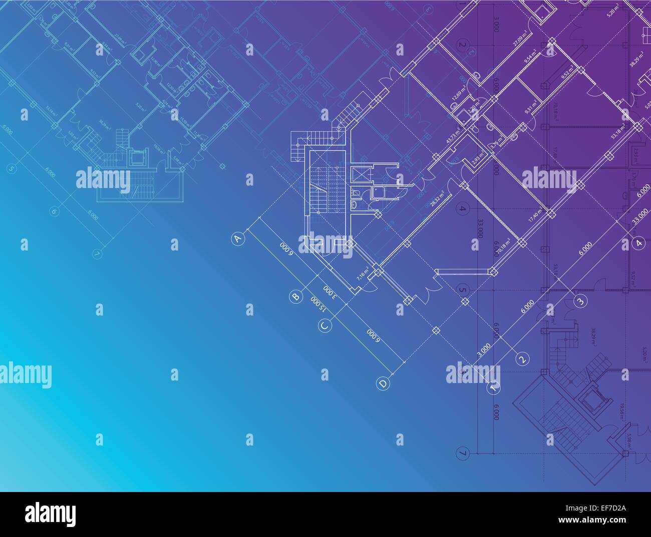 Vector blue architectural background with plans of buildings on the ...