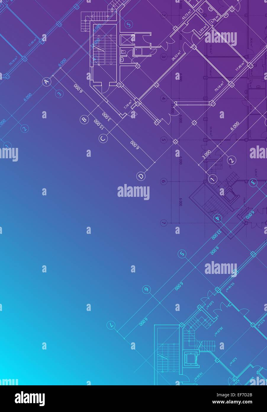 Vector blue architectural background with plans of buildings in ...