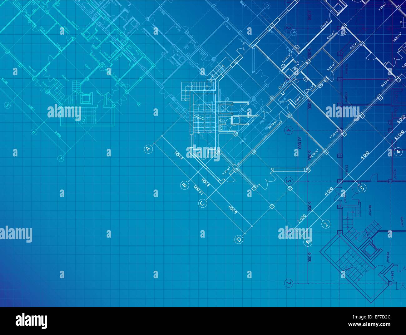 Vector blue architectural background with plans of buildings on the ...
