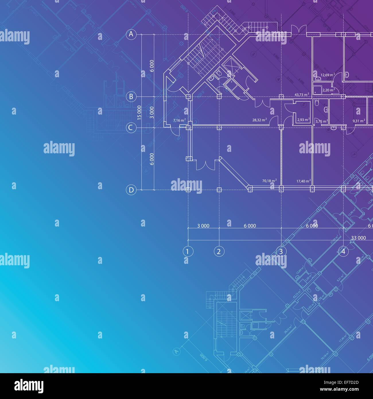 Vector blue architectural background with plans of buildings Stock ...