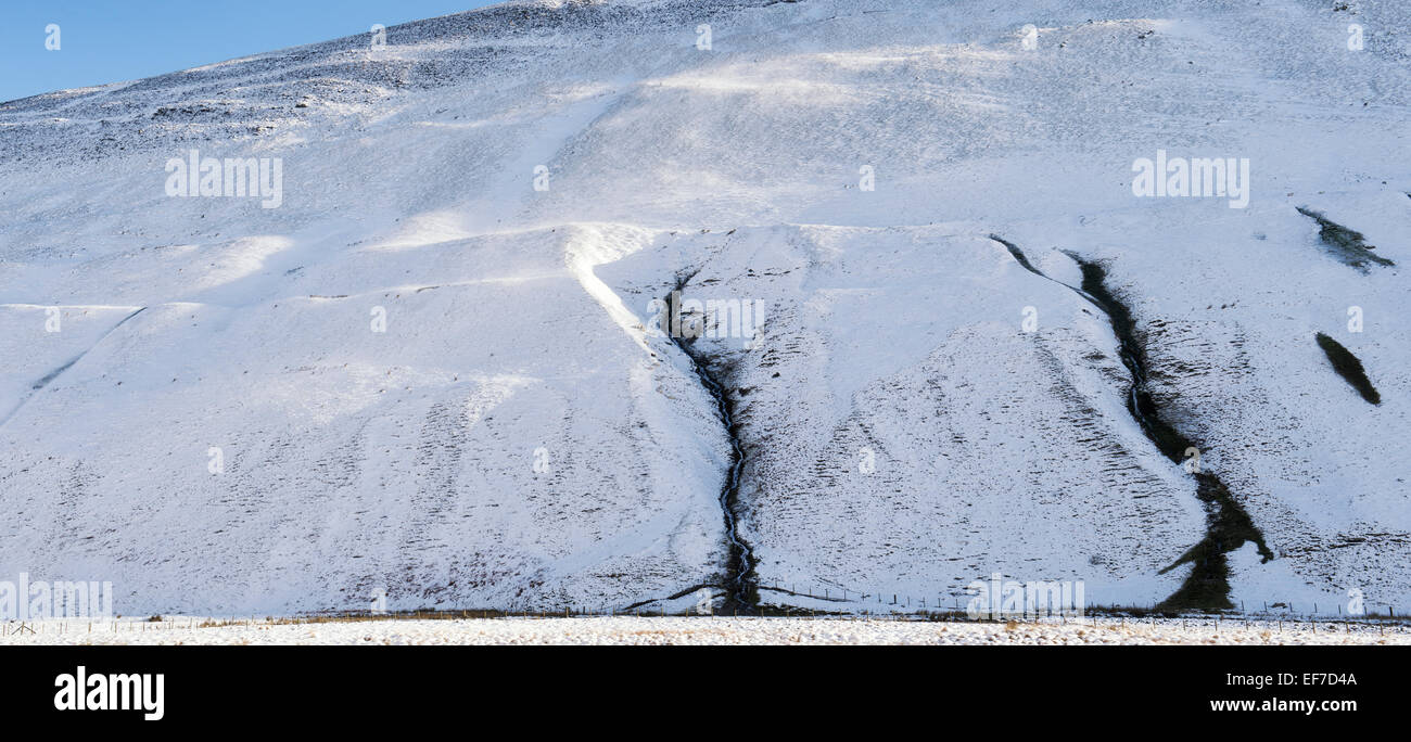 Snow covered mountains in Grey Mares Tail nature reserve. Moffat Valley ...