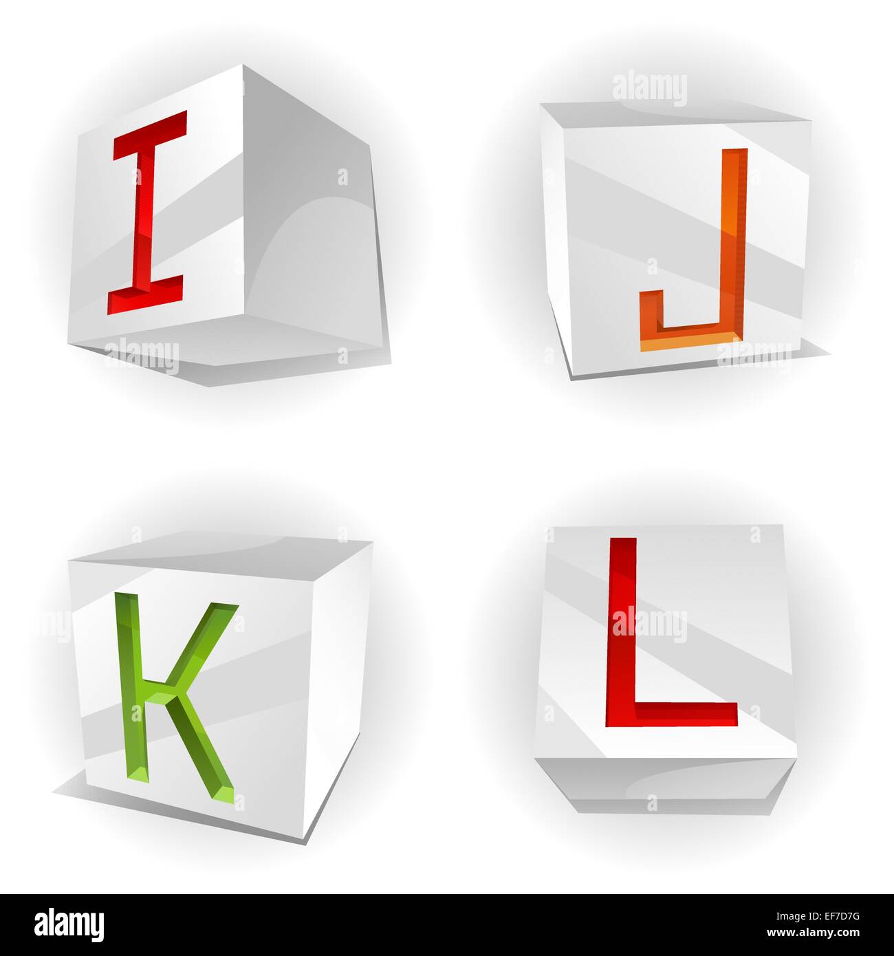 Vector 3D volume alphabet with shiny red, green and orange letters in ...