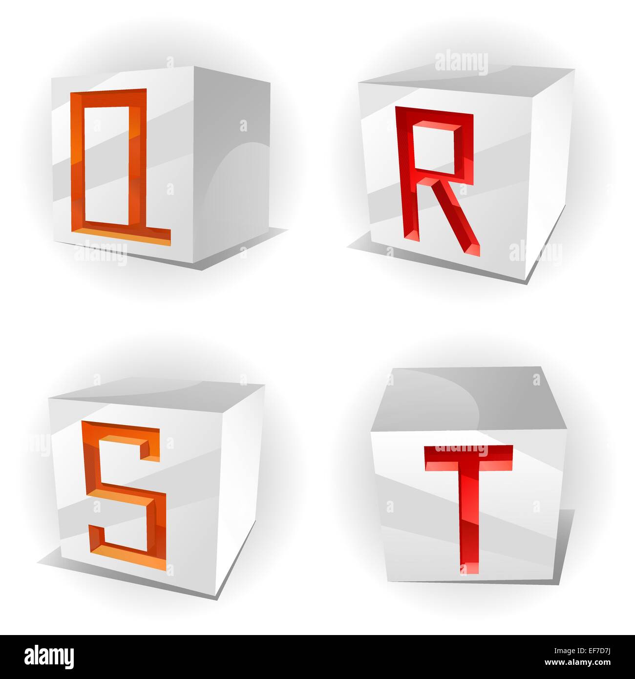Vector 3D volume alphabet with shiny red, green and orange letters in ...