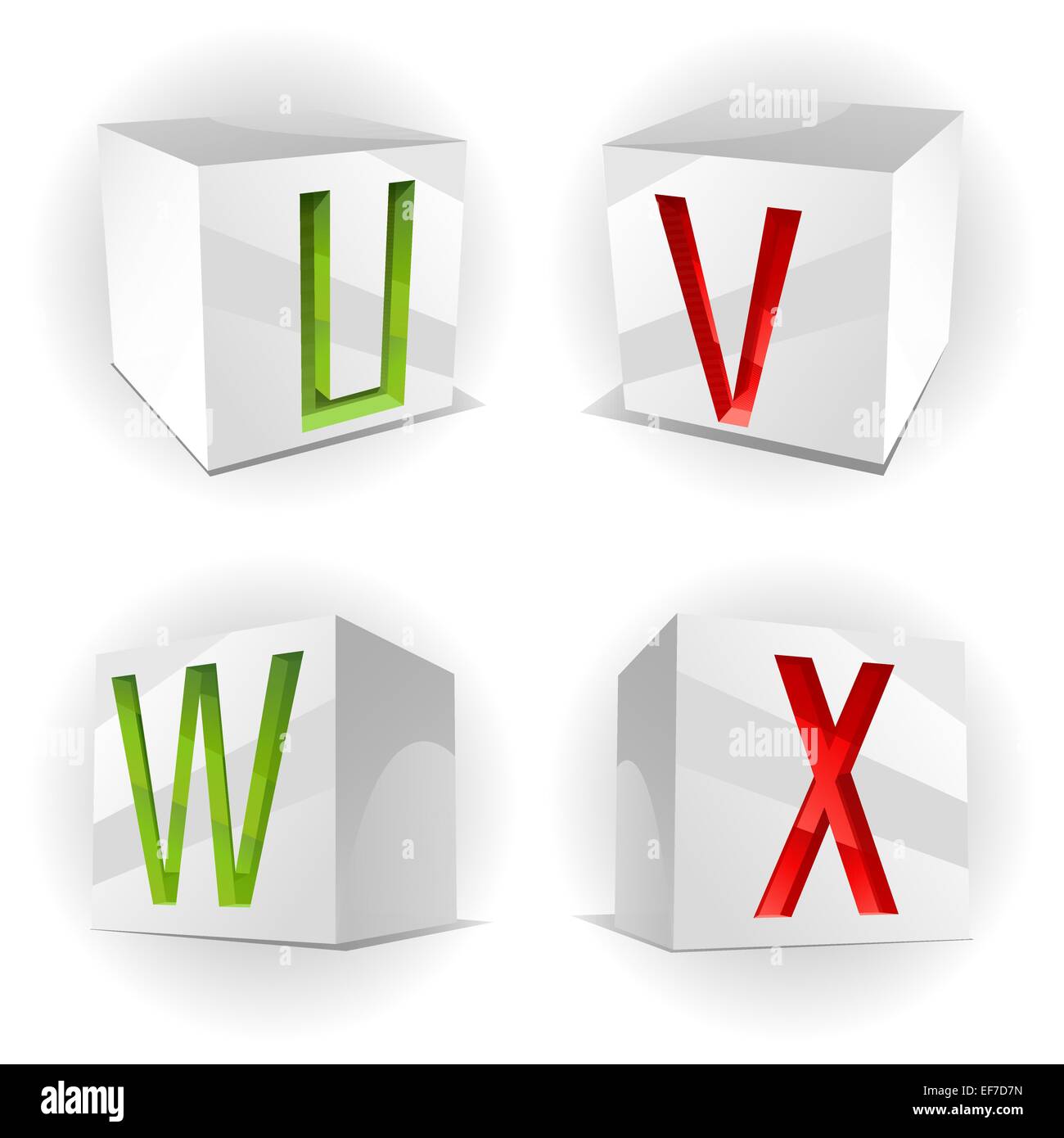 Vector 3D volume alphabet with shiny red, green and orange letters in ...