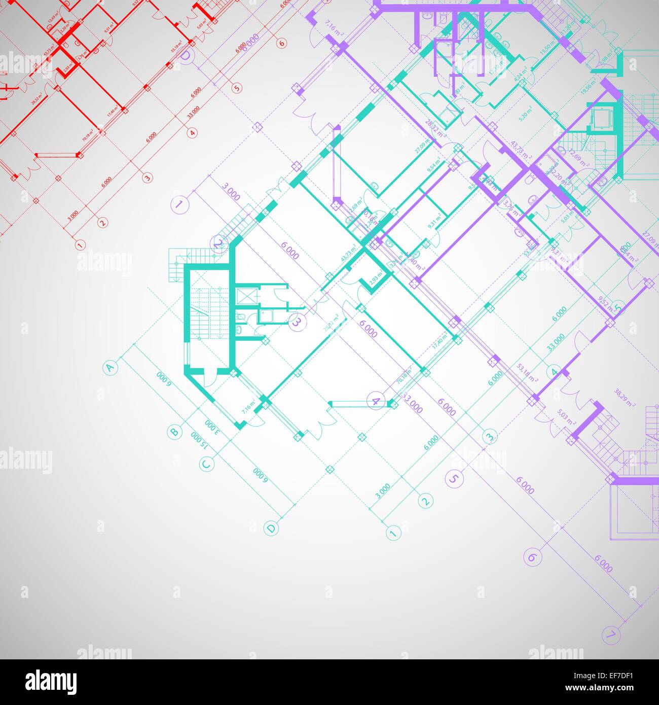 Vector architectural gray background with violet,red and turquoise ...