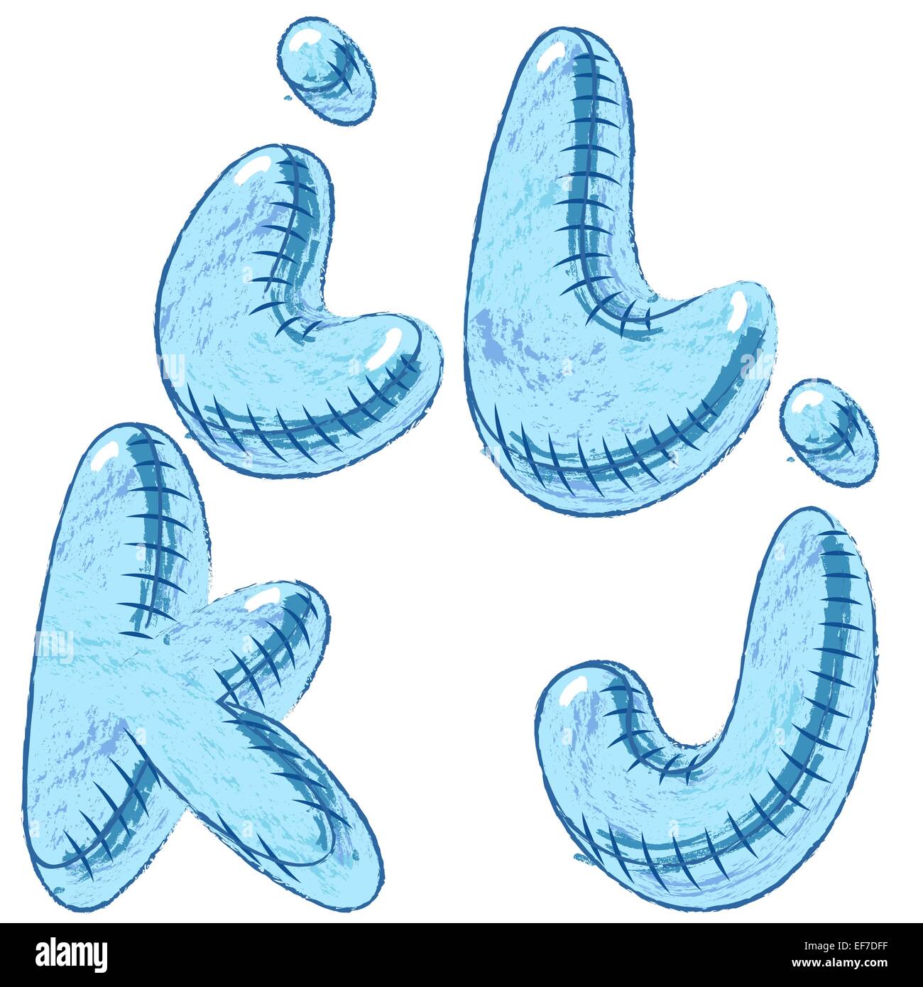 Blue grunge crayon hand drawn doodle alphabet letters I,J,K,L Stock ...