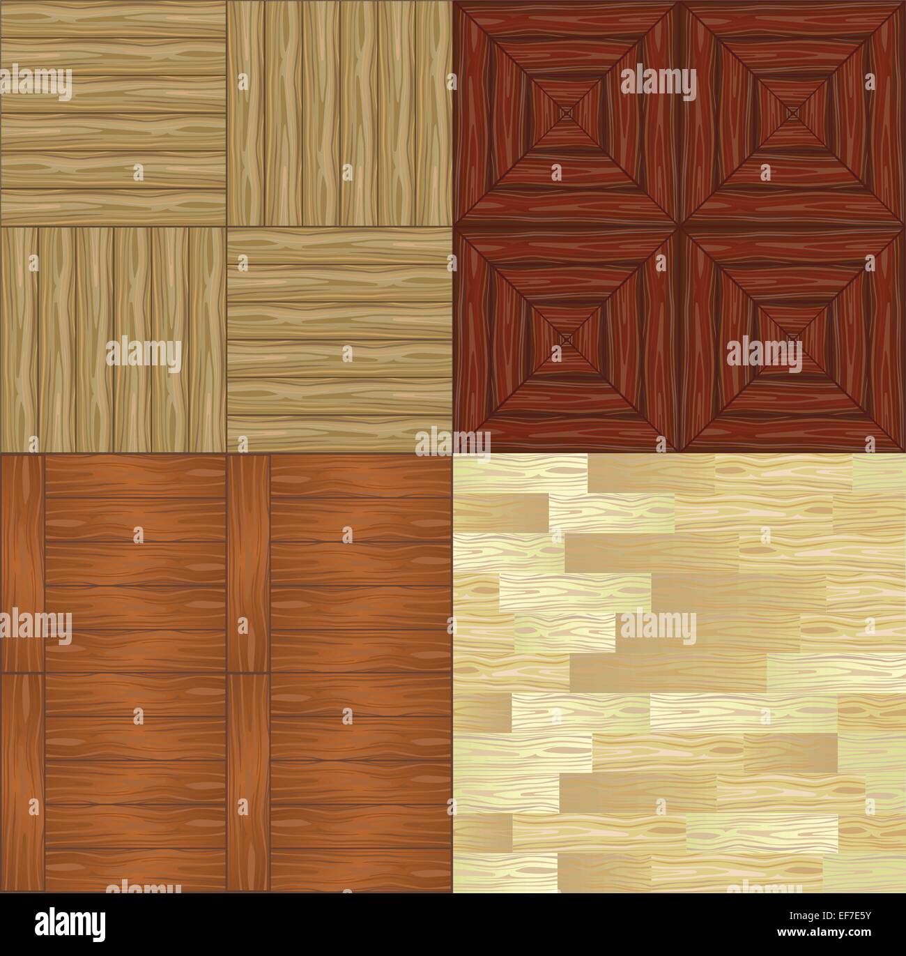 Set of different types of seamless backgrounds of wooden parquet floor ...