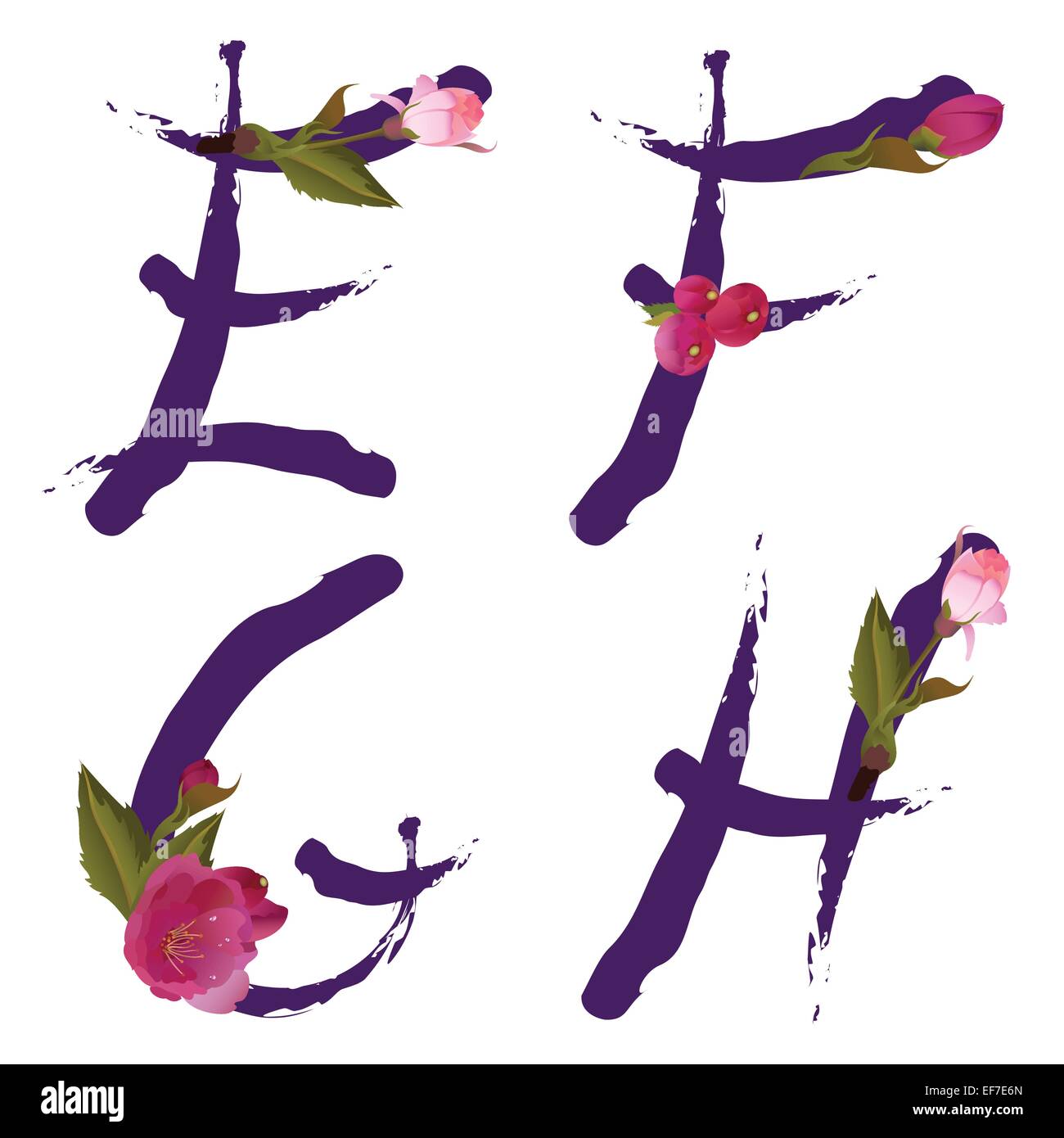 Spring alphabet with flowers letters e hi-res stock photography and ...