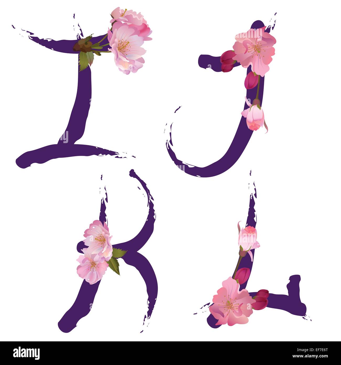 Spring alphabet with flowers letters i hi-res stock photography and ...