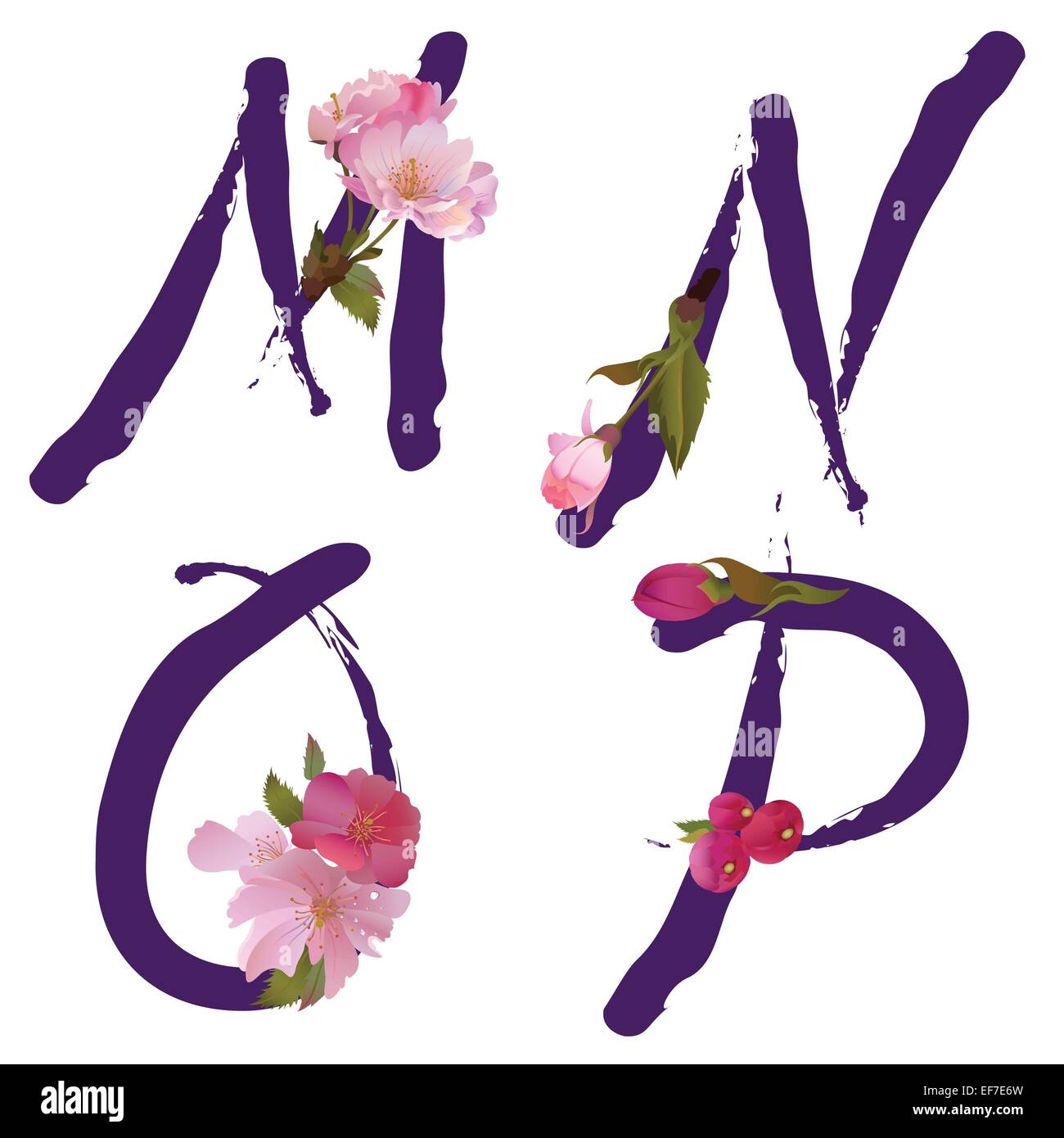 Letter n flowers Stock Vector Images - Alamy