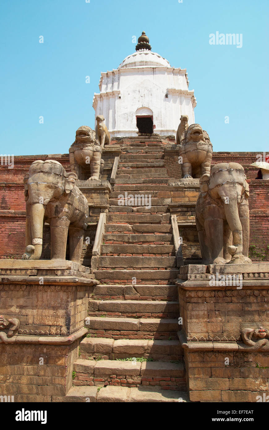 Old buddhistic statues on Bhaktapur Square. Kathmandu, Nepal Stock ...