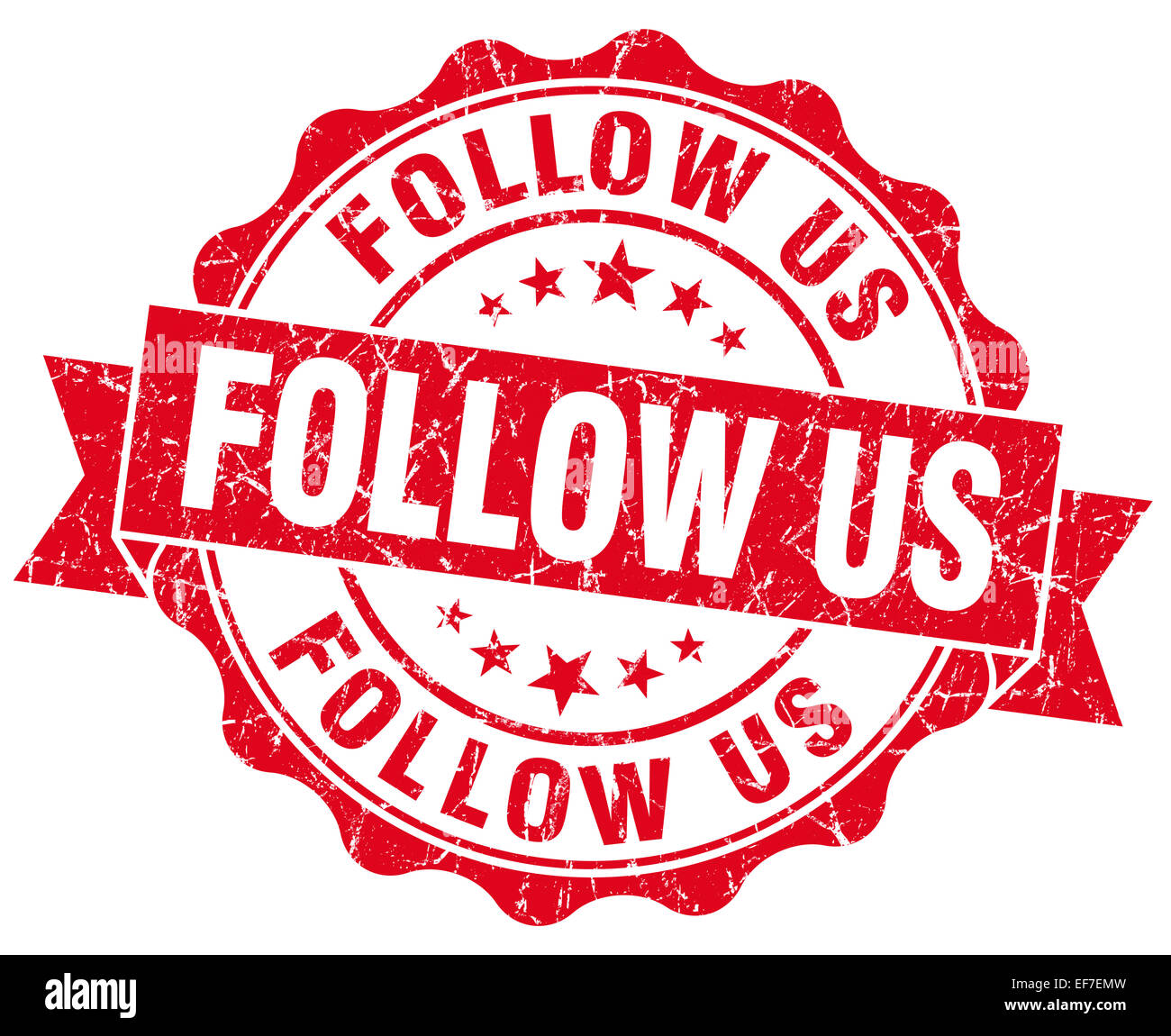 follow us red grunge seal isolated on white Stock Photo - Alamy