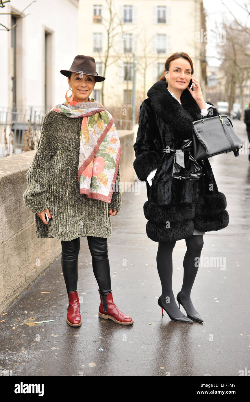 Yola Noujaim and a friend arriving at the Dice Kayek runway show during ...