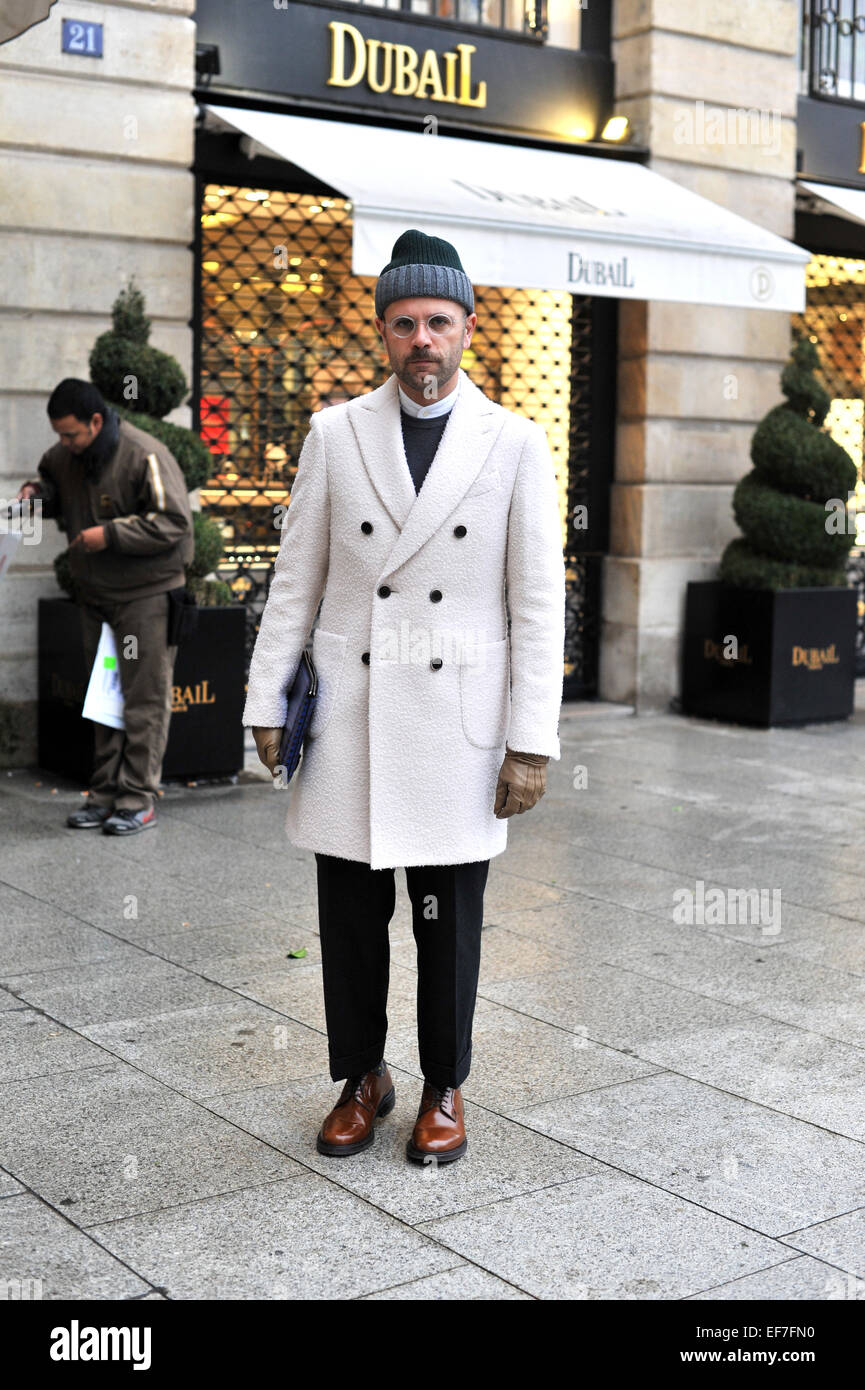 Fashion writer Angelo Flaccavento arriving at the Schiaparelli runway ...
