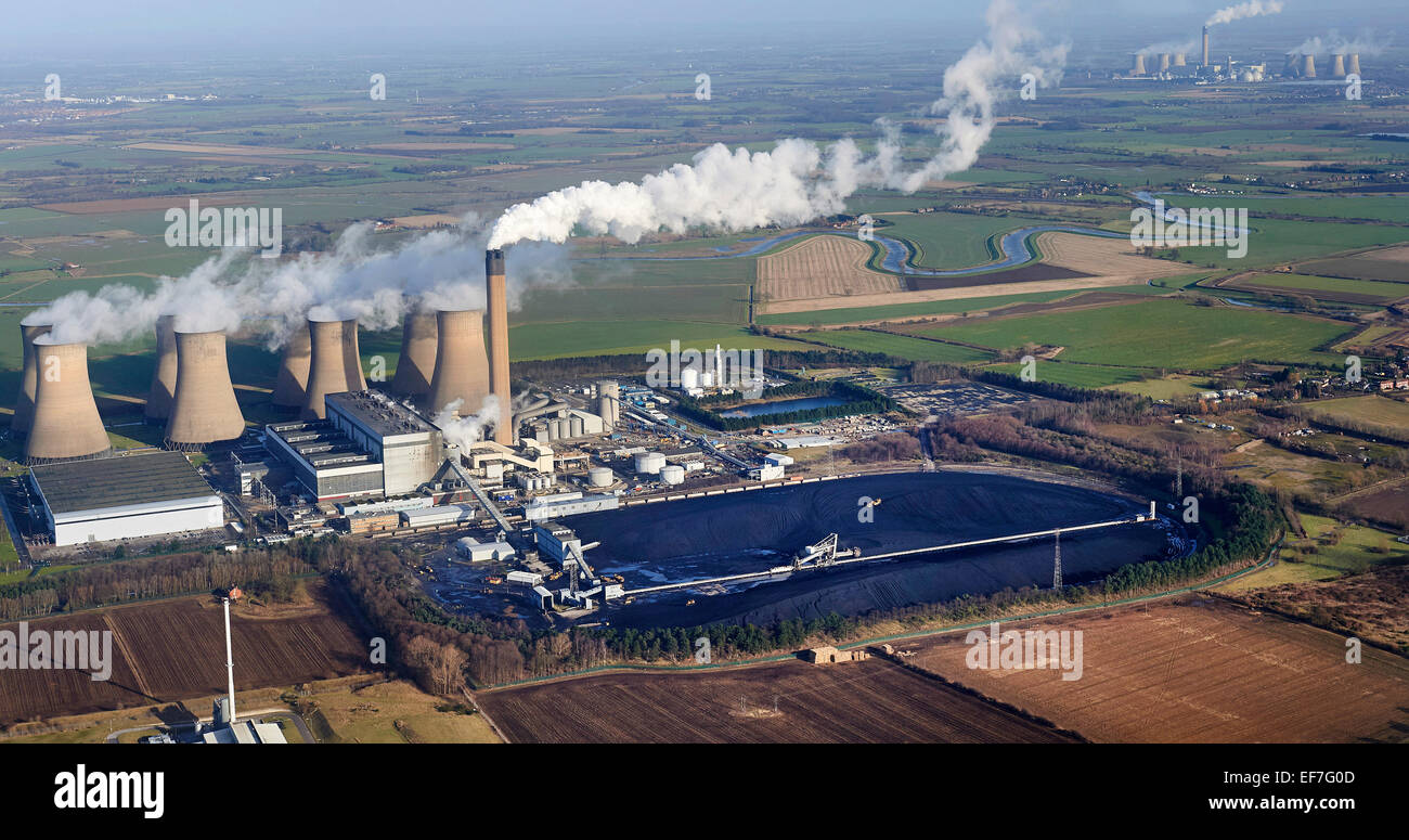 Eggborough Power Station, West Yorkshire, with Drax behind, Northern ...