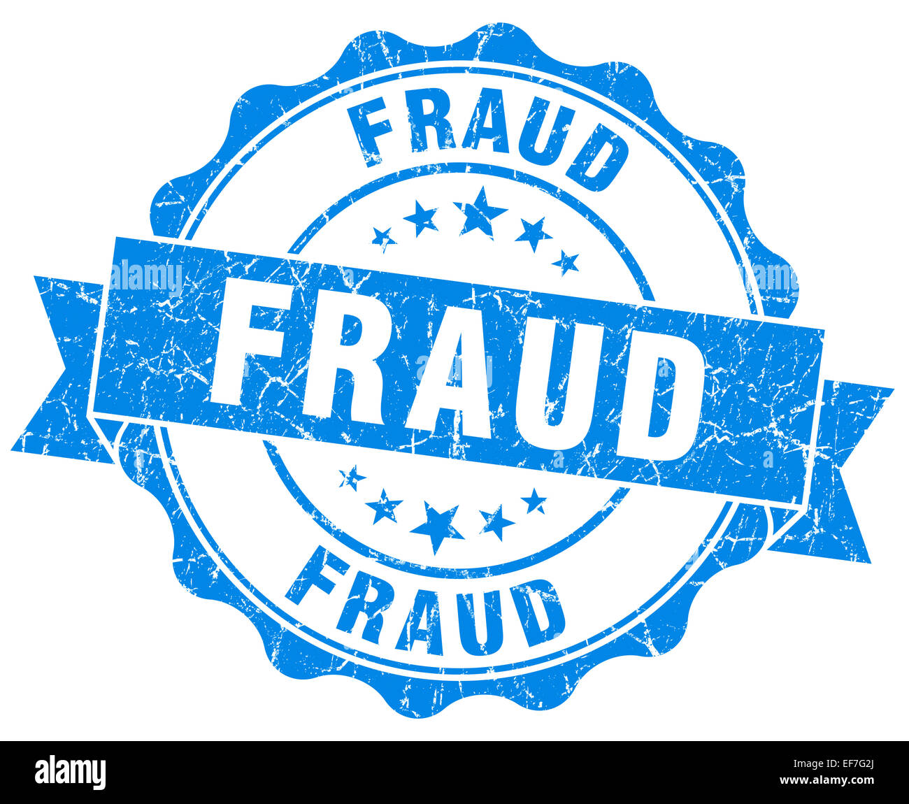 fraud blue grunge seal isolated on white Stock Photo - Alamy