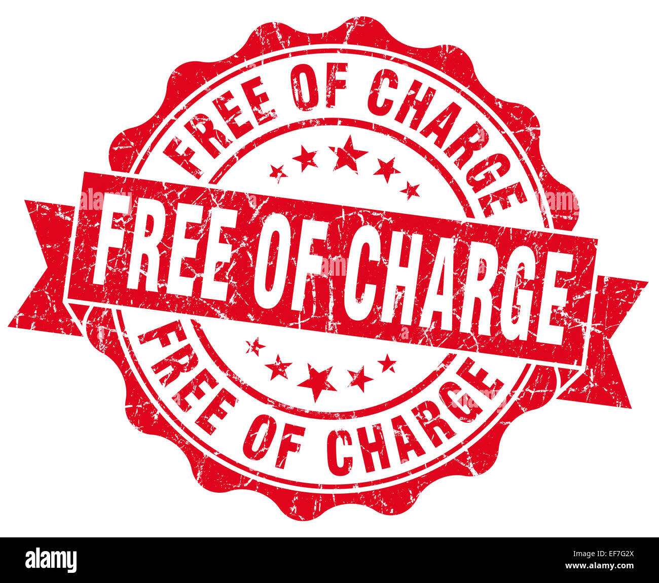 free of charge red grunge seal isolated on white Stock Photo - Alamy