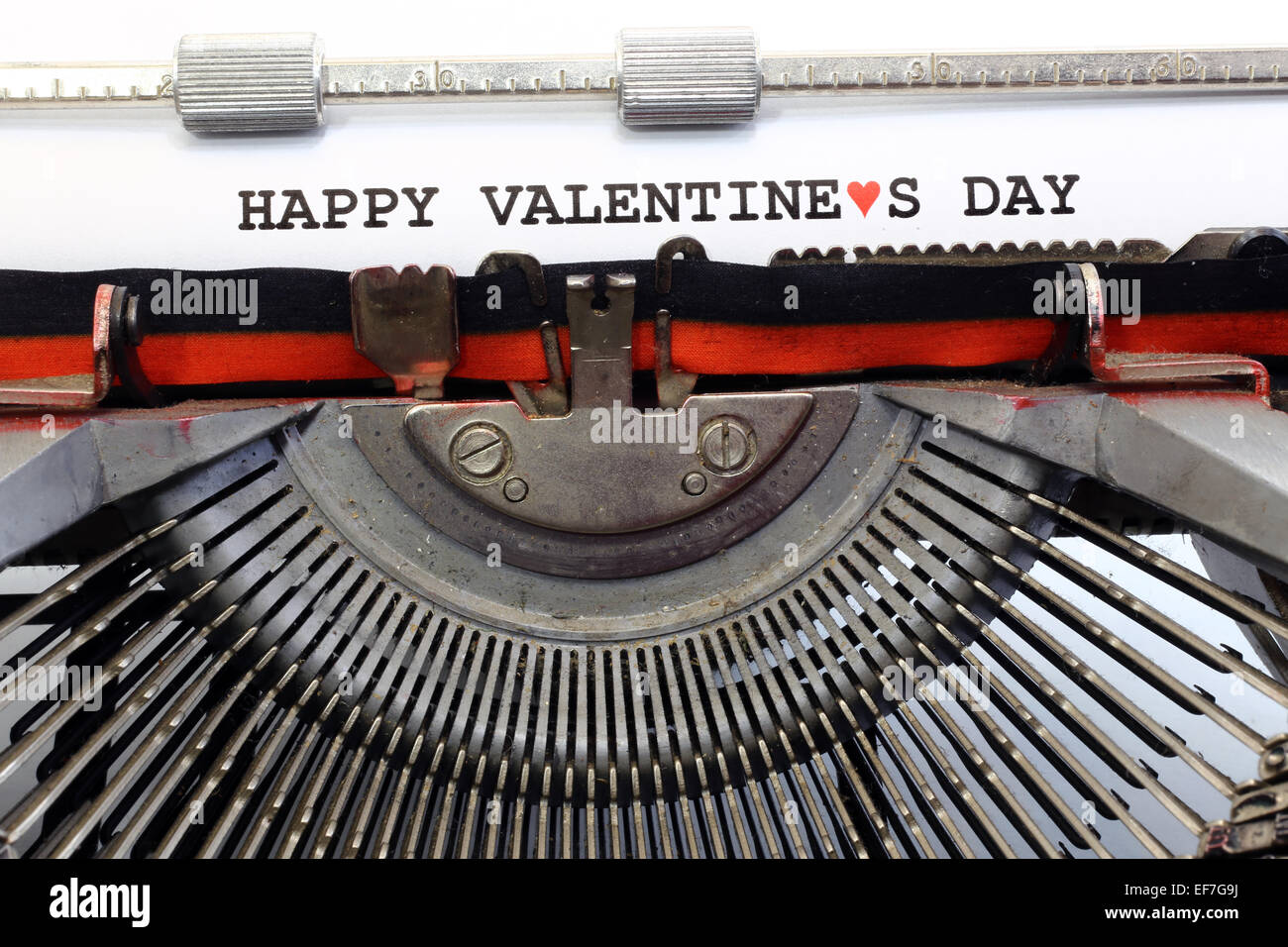 written typewriter Happy Valentines Day with black ink Stock Photo - Alamy