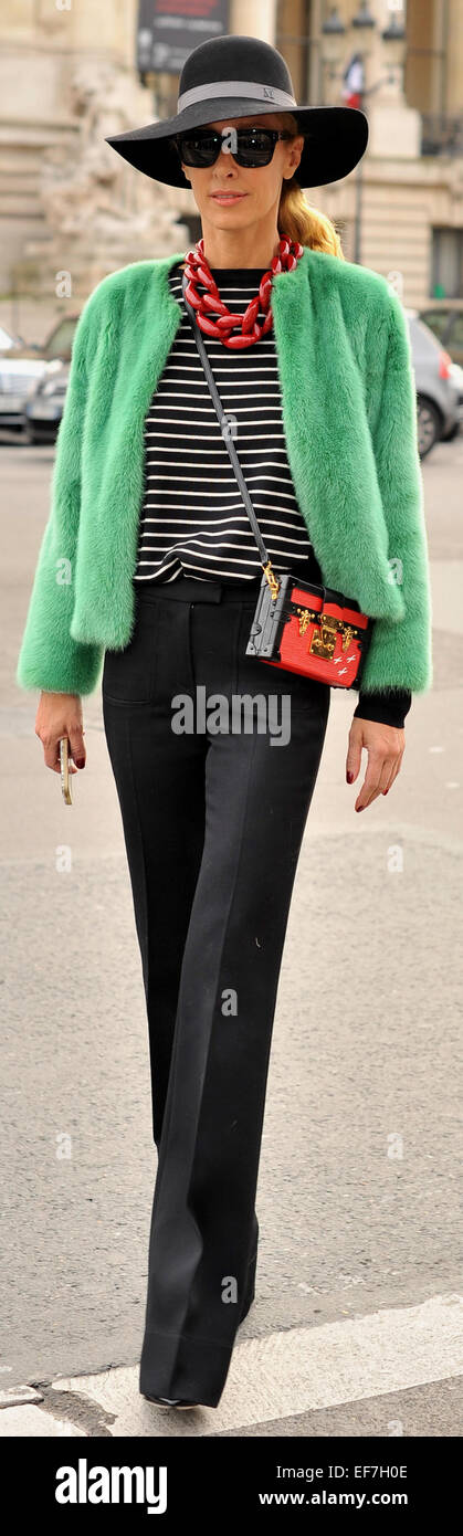 Elina Halimi arriving at the Chanel runway show during Haute Couture ...