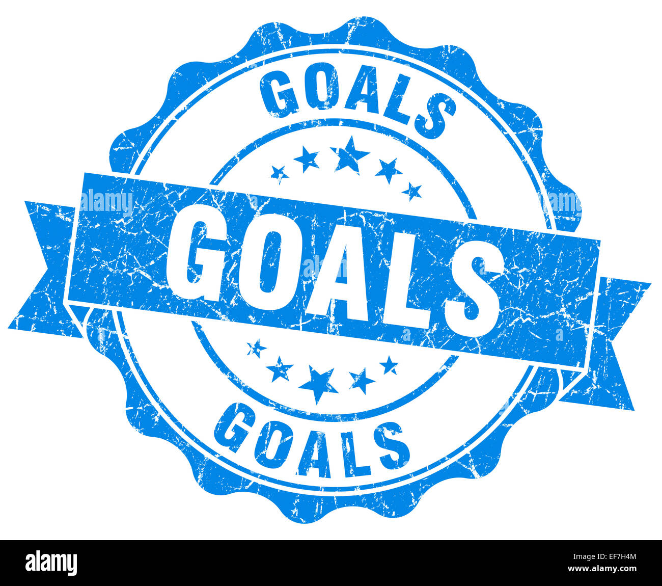 goals blue grunge seal isolated on white Stock Photo - Alamy