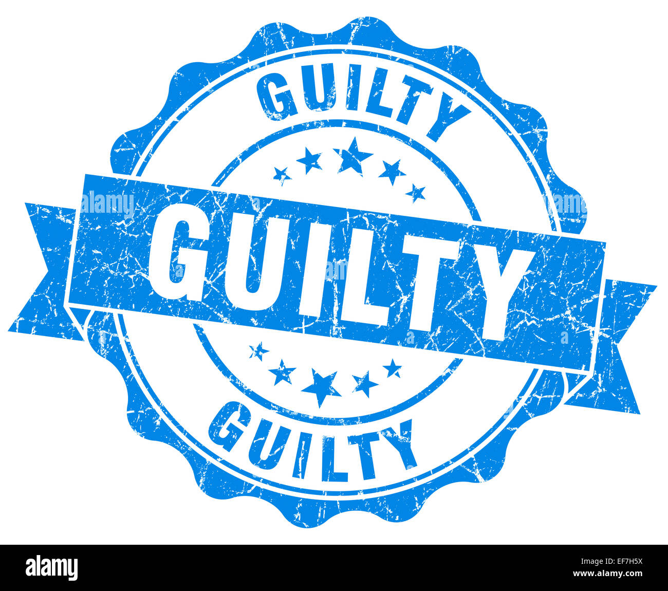 guilty blue grunge seal isolated on white Stock Photo - Alamy