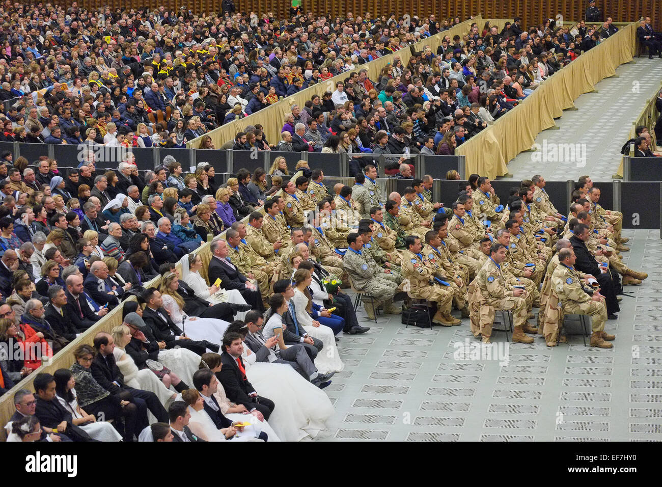 Vatican City. 28th Jan, 2015. Pope Francis, General Audience in Nervi ...