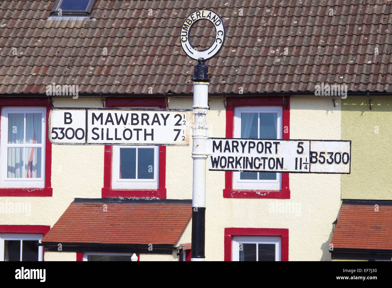 Sign post, Allonby, Cumbria, England UK Stock Photo - Alamy