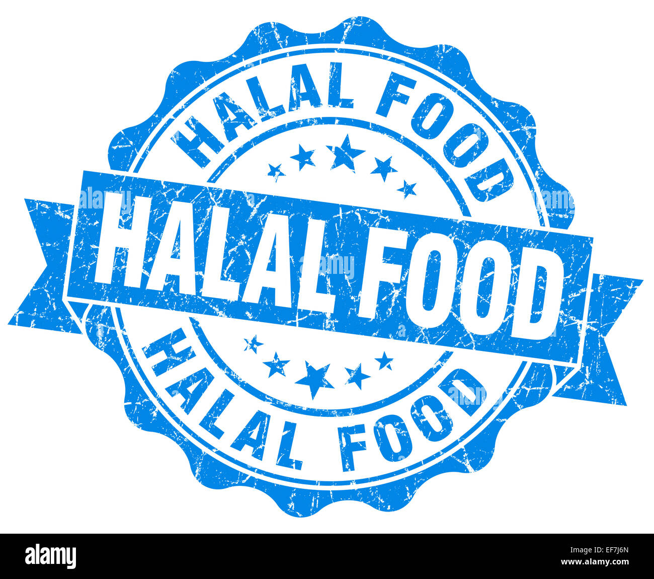 halal food blue grunge seal isolated on white Stock Photo - Alamy