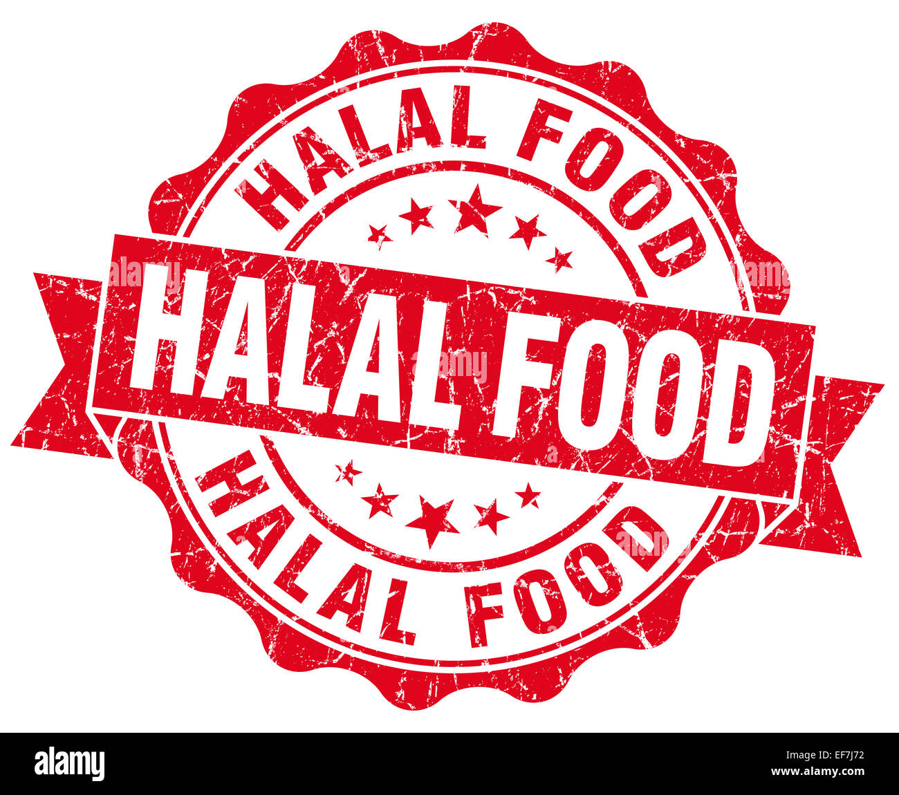 halal food red grunge seal isolated on white Stock Photo - Alamy